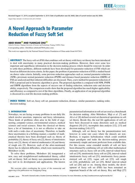 Pdf A Novel Approach To Parameter Reduction Of Fuzzy Soft Set