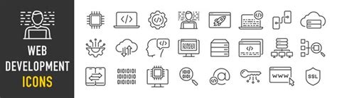 Premium Vector Web Development Web Icons In Line Style Programming