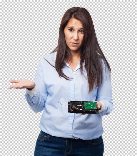 Premium PSD Woman Having A Problem With Hard Drive