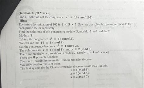 Solved Question 3 [30 Marks] Find All Solutions Of The