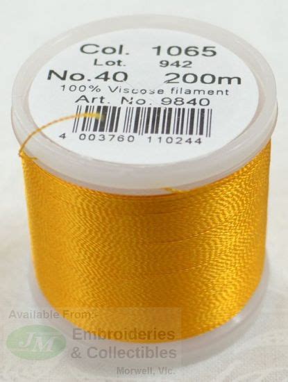 Madeira Rayon 40 1065 Orange Sunrise 200m Machine Embroidery Thread