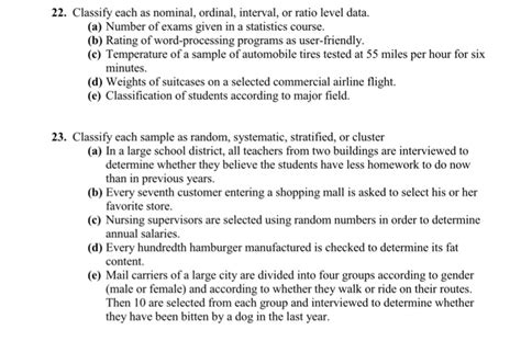 solved classify each as nominal ordinal interval or ratio