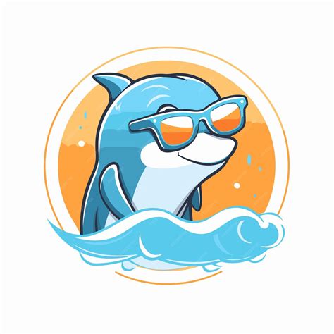 Cartoon Dolphin With Sunglasses Vector Illustration On A White