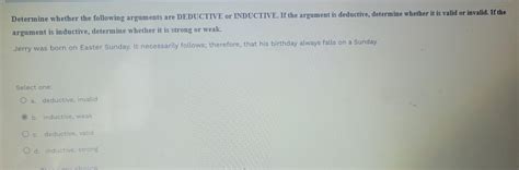 Solved Determine Whether The Following Argument Is DEDUCTIVE Chegg
