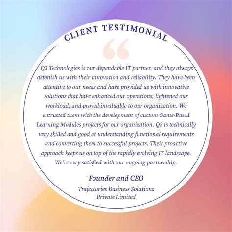 Q3 Technologies On Linkedin Clienttestimonial Q3technologies Innovation Technologysolutions