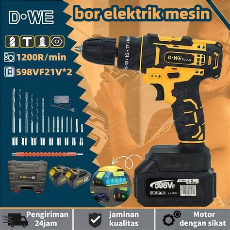 Jual D•we1200rmin Bor Elektrik Mesin Bor Baterai Bor Cordless Bor Listrik Bor Listrikmesin