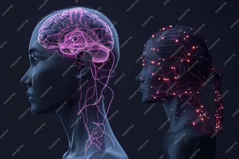 Abstract Representation Of A Human Brain And Neural Connections In A Digital Format Dark