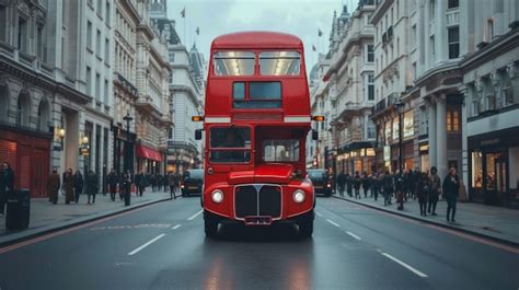 Premium Photo Classic Red English Bus Rides Down The Street Of London