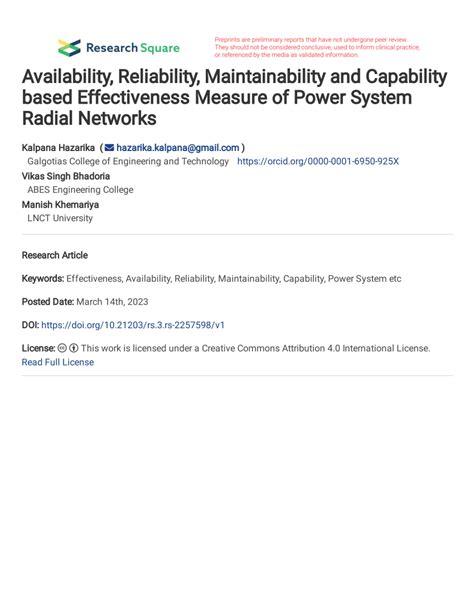 Pdf Availability Reliability Maintainability And Capability Based Effectiveness Measure Of