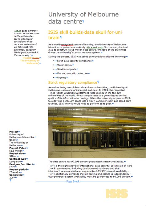 Shape Project Summary For University Of Melbourne Data Centre
