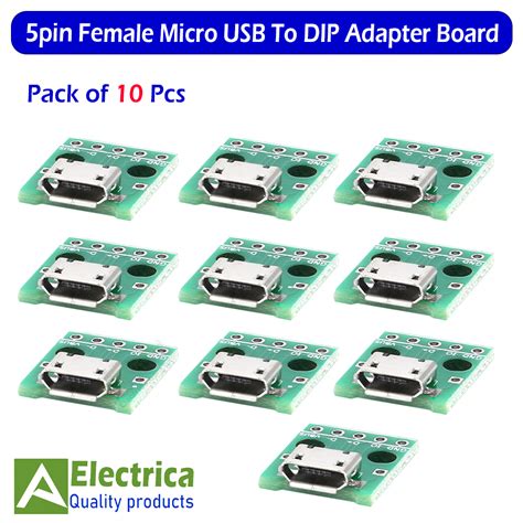 2510 Pcs Micro Usb To 5 Pin Dip Connector Socket Type B Female 5 Pin To Dip 254 Mm Pin With