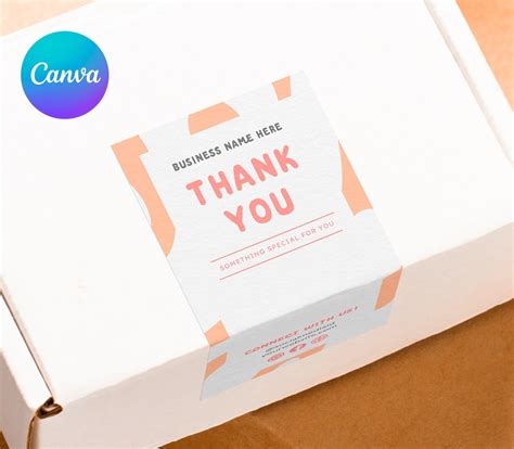 Pink Shipping Box Label Template Canva Boho Order Packaging Seal