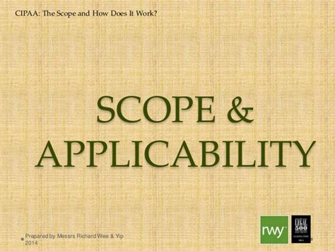 Rwy Cipaa 2012 Scope And Applicability