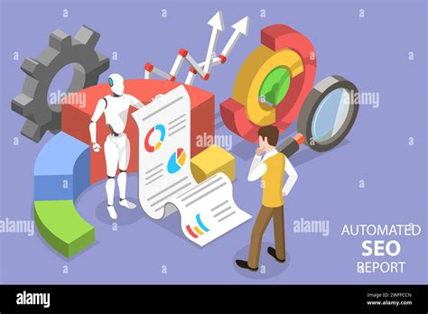 3d isometric flat vector conceptual illustration of automated seo