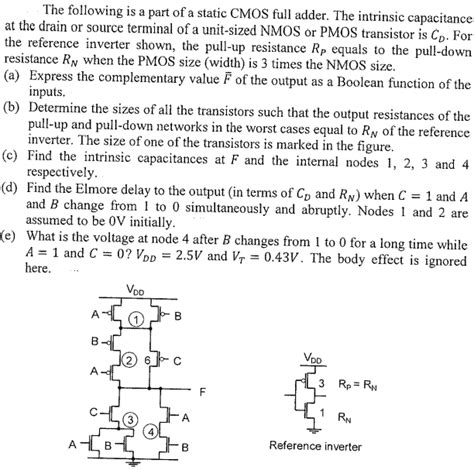 Solved The Following Is A Part Of A Static Cmos Full Adder