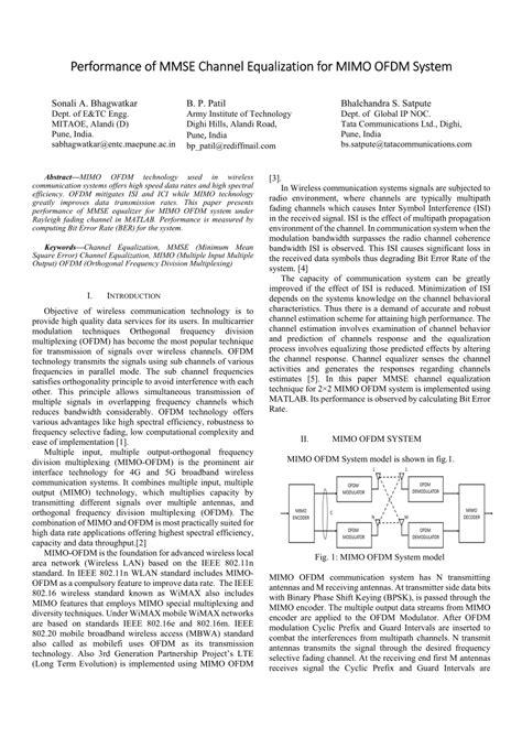 PDF Performance Of MMSE Channel Equalization For MIMO OFDM System