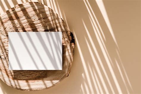 야자수 잎 그림자베이지 배경에 나무 접시에 빈 카드 최소한의 개념은 배경을 모의 0명에 대한 스톡 사진 및 기타 이미지 0명 개념 경관 Istock