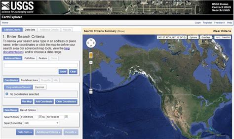 Usgs Earth Explorer User Interface Download Scientific Diagram