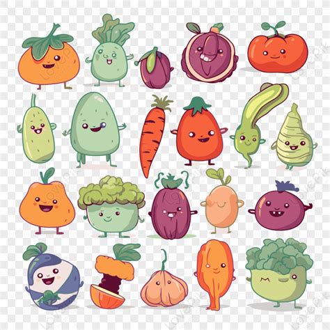 야채 클립 아트 만화 과일 및 야채 세트 벡터채소 Png 일러스트 무료 다운로드 Lovepik