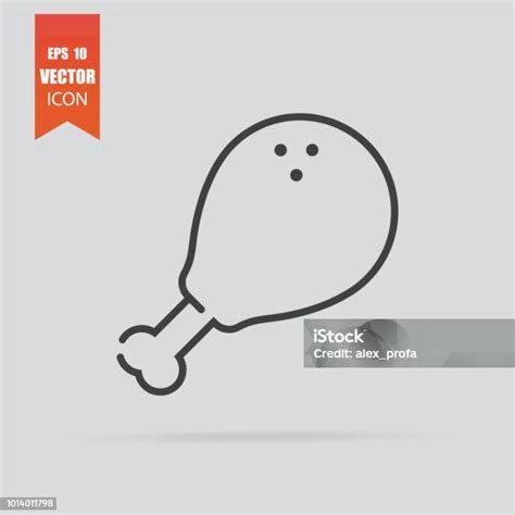 평면 스타일 회색 배경에 고립에서 닭 다리 아이콘입니다 개념에 대한 스톡 벡터 아트 및 기타 이미지 개념 고기 구이 Istock