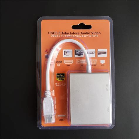 New 4 In 1 USB 3 0 To HDMI VGA RJ45 DVI Adapter Aedkit