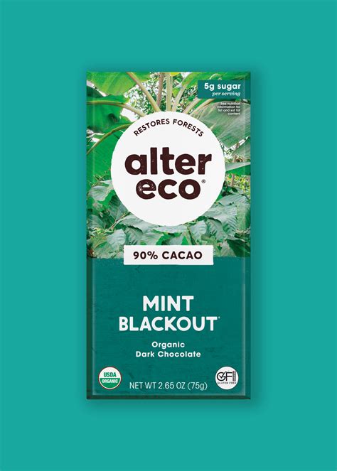 90 Cacao Mint Blackout Organic Dark Chocolate Bar Alter Eco