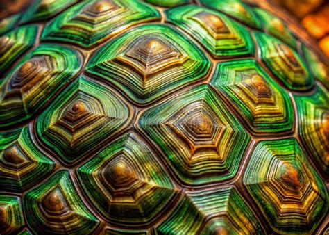 Vibrant Green And Brown Swirl Pattern On A Turtle Shell Creates A