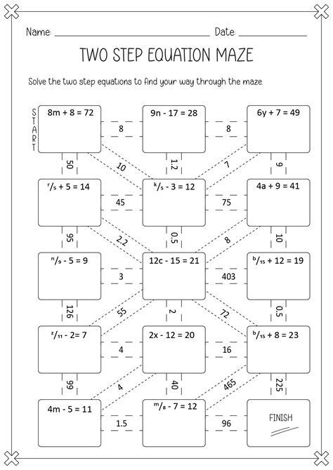 16 Two Step Equation Maze Worksheet Free Pdf At