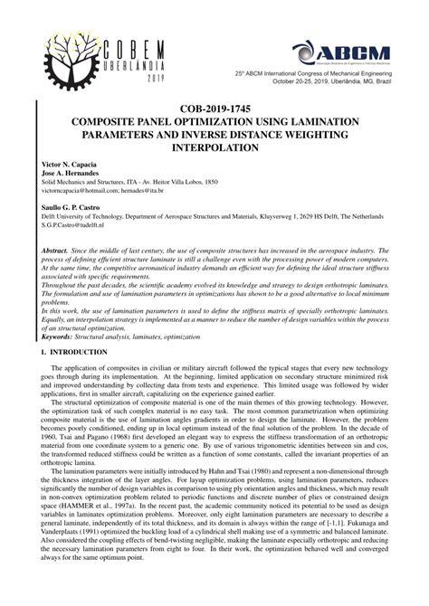 Pdf Composite Panel Optimization Using Lamination Parameters And Inverse Distance Weighting