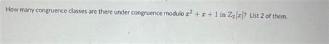 Solved How Many Congruence Classes Are There Under