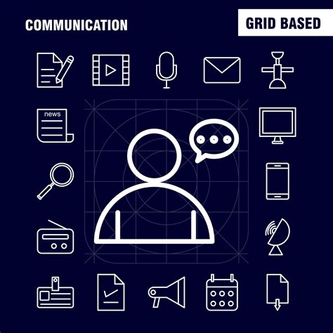 Communication Line Icons Set For Infographics Mobile Uxui Kit And Print Design Include Laptop