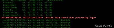 Arm Ffmpeg报错：invalid Data Found When Processing Input（没解决）（在ubuntu上能正常