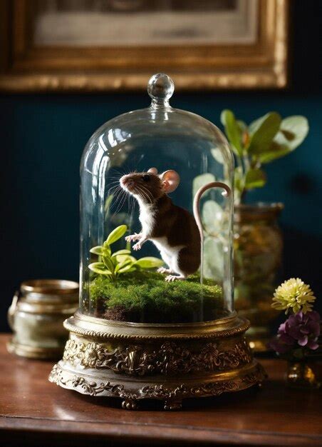 A Mouse Is In A Glass Jar With A Mouse On It Premium Ai Generated Image