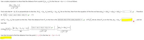 Solved Use A Scalar Projection To Show That The Distance