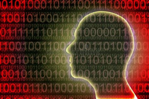 Human Head With Binary Code On The Background Concept Image Stock