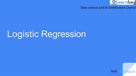 Logistic Regression Machine Learning Algorithms Ppt