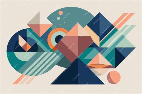 Premium Vector Composition Of Overlapping Geometric Shapes In A Muted Color Palette