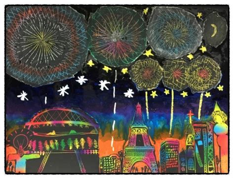 6 Scratch기법 긁어그리기 Scratch Paper 스크래치기법 스크래치 페이퍼 만들기 불꽃놀이 불꽃축제 그리기 네이버 블로그