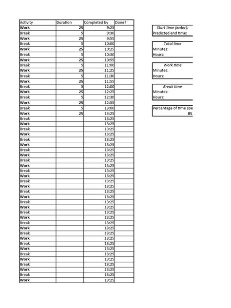 Study Spreadsheet Pdf