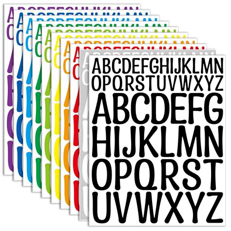 10 Color Colored Letter Stickers 2 Inch1 Inch Large Self