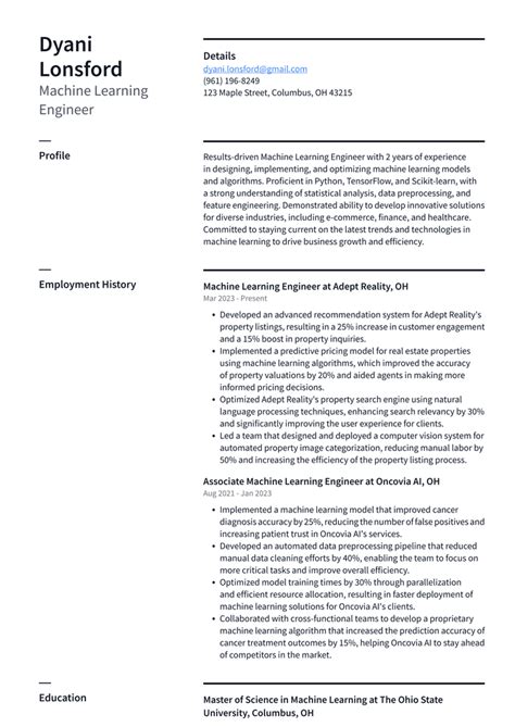 Uber Machine Learning Engineer Resume Examples Resumecat