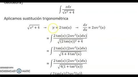 Integrales Por Metodo De Sustitucion Trigonometrico D Youtube