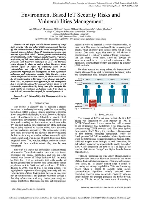 PDF Environment Based IoT Security Risks And Vulnerabilities Management