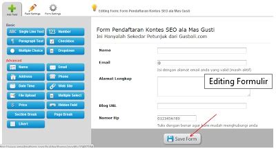 Tips Membuat Formulir Pendaftaran Di Blog Blog Mudah