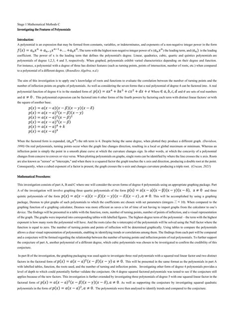 Investigating The Features Of Polynomials Mathematical Methods Year