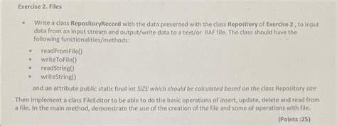 Solved Write A Class RepositoryRecord With The Data Chegg
