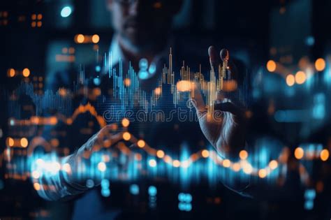 A Person Interacting With Digital Data Visualizations In A Business