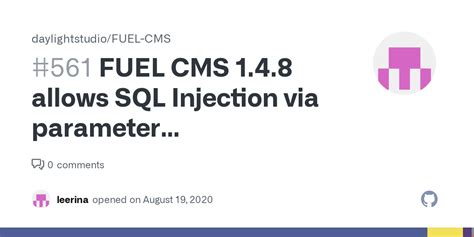 Fuel Cms 148 Allows Sql Injection Via Parameter Fuelreplaceid In