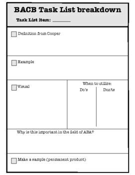 BACB Task List Breakdown By J Perez Classroom Creations TpT