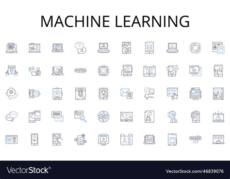 machine learning line icons collection green mow vector image